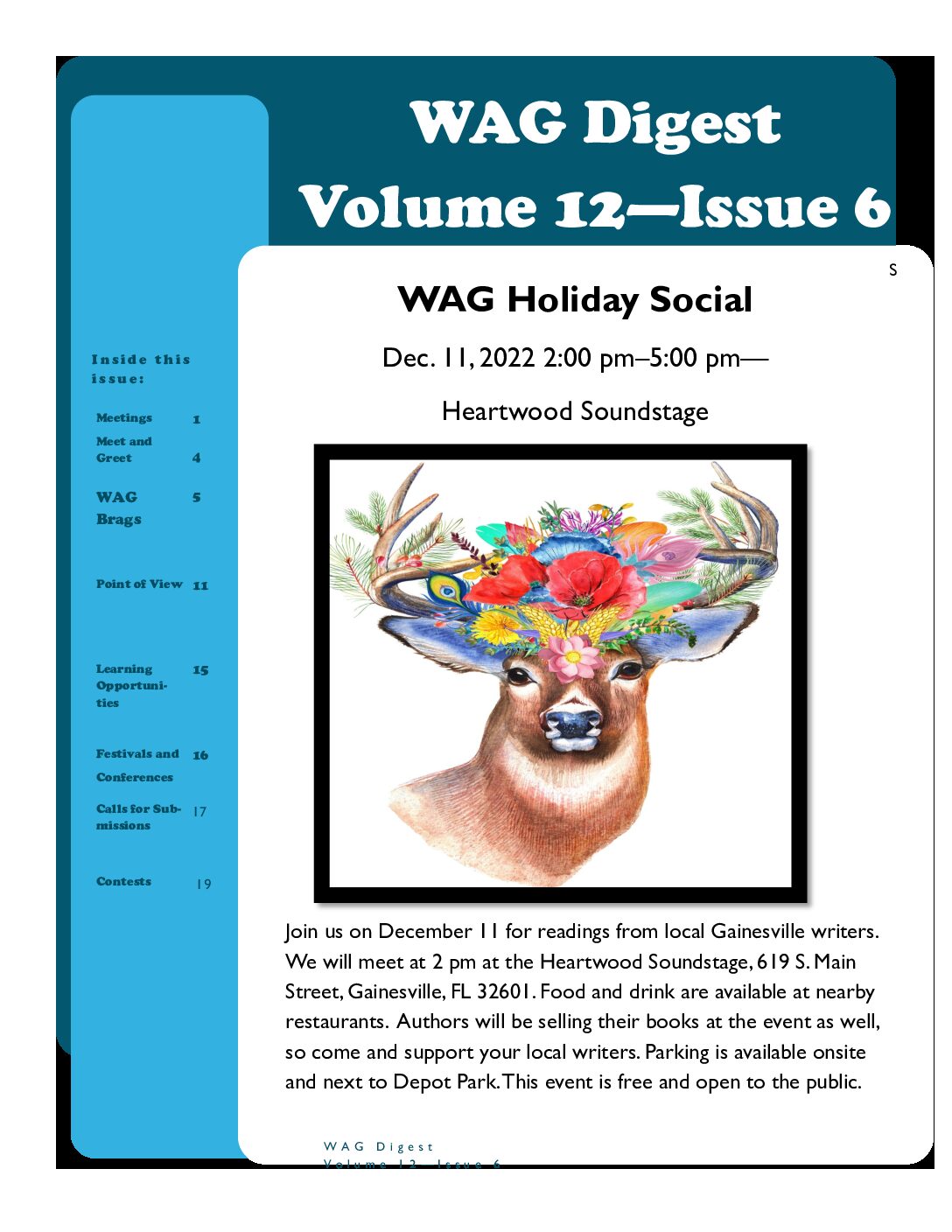 WAG Digest Nov Dec 2022 - Writers Alliance of Gainesville